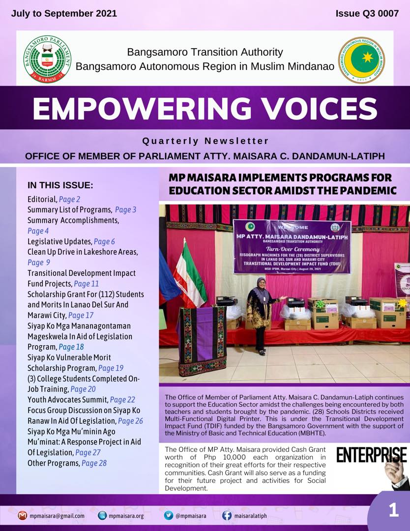 EMPOWERING VOICES Newsletter for the 3rd Quarter of 2021 | MP Maisara ...